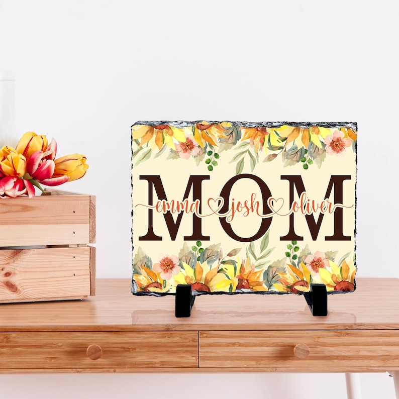 Mothers Day Custom Rock Slate With Names. Sunflower Gift for - Etsy