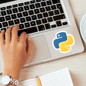 Python Logo Sticker Computer, Tablet, Phone, Coder, Vinyl, Waterproof, Tech, Coder, Programmer ...