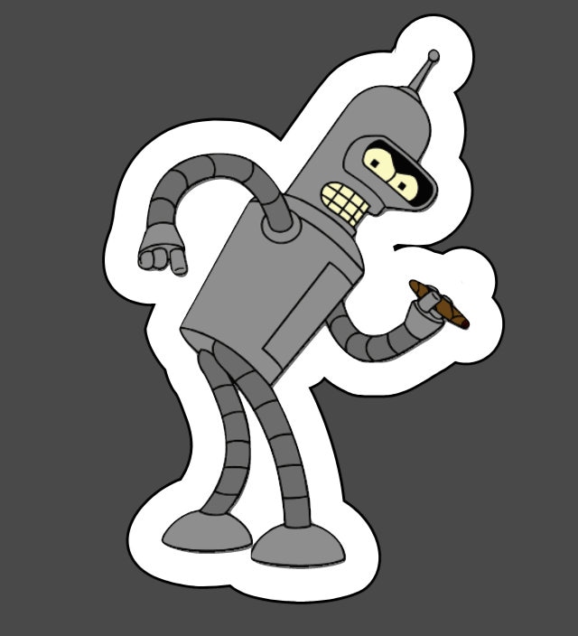 Futurama Bender Bite My Shiny Metal Sticker Vinyl, Gift Laptop ...