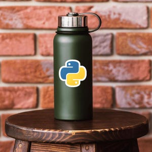 Python Logo Sticker Computer, Tablet, Phone, Coder, Vinyl, Waterproof, Tech, Coder, Programmer ...