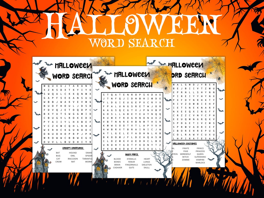 Word Search Halloween, Printable Halloween Game, Word Scramble - Etsy