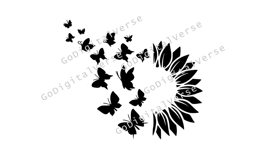 Butterfly Sunflower - SVG, PNG, PDF - Etsy