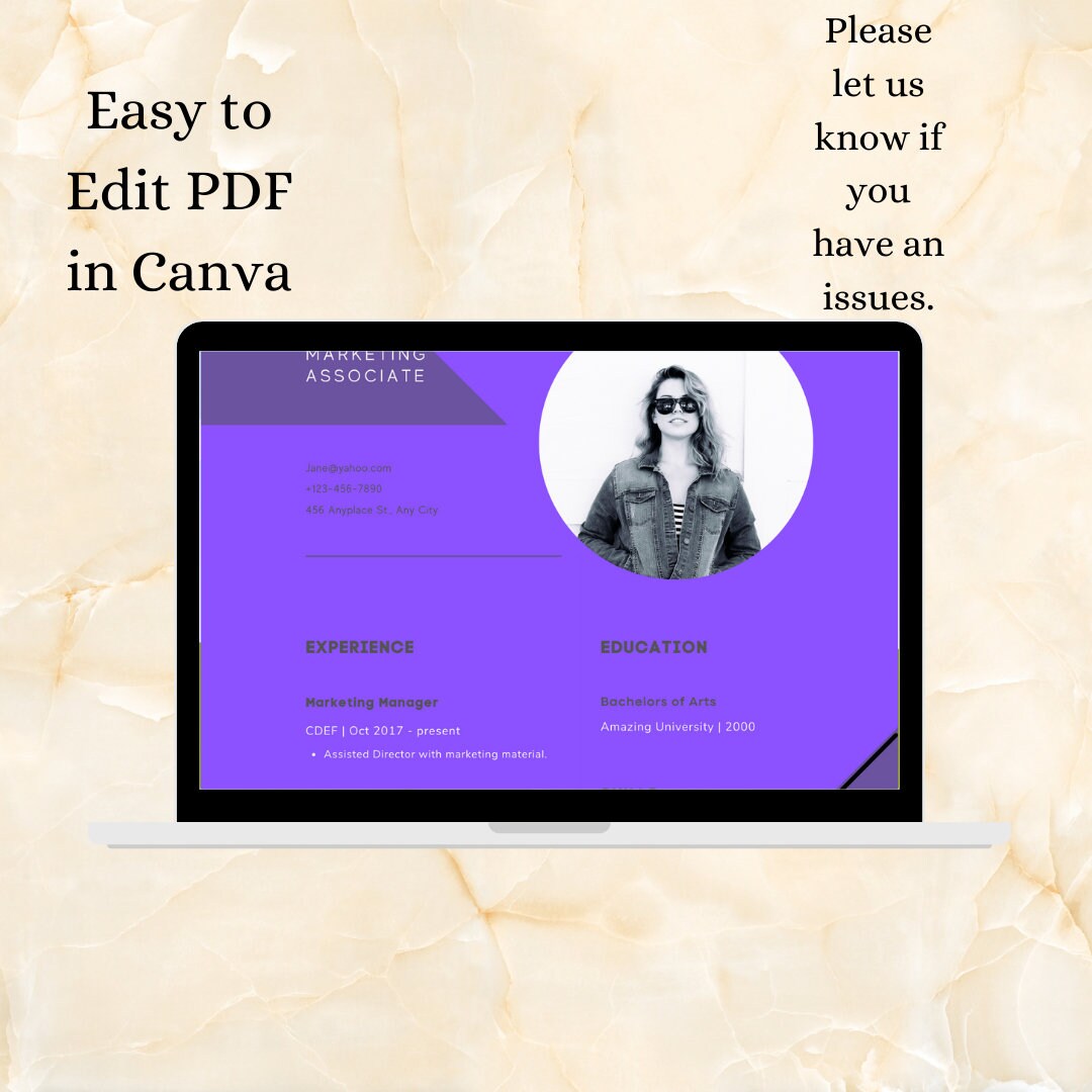 Resume Template, CV Template With Photo, Edit in Canva, Professional ...