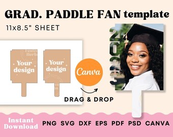 Graduation Fan Template, Canva Graduation Paddle Fan, Graduation Fan ...
