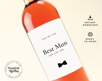 Best Man by My Side Groomsman Wine Label - Etsy