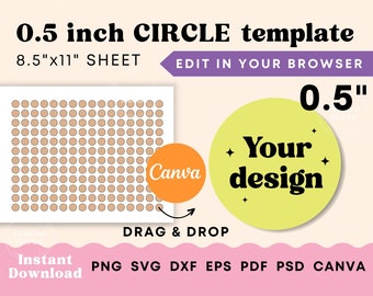 1 Inch Circle Template, Circle SVG, Circle Label Template, 1 Sticker ...