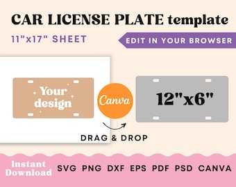 Car License Plate Sublimation Template, License Plate Template for ...