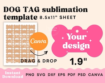 Design Your Own Dog Tag on Canva, Dog Tag Template, Drag and Drop Canva ...