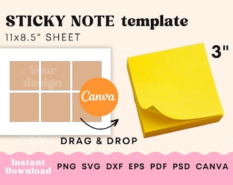 Sticky Note Template Editable - Etsy