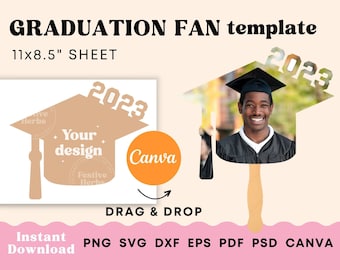 Graduation Fan Template, Canva Graduation Paddle Fan, Graduation Fan ...