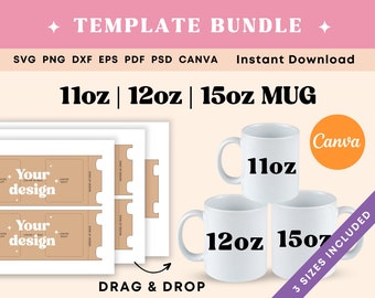 Mug Template, 11oz Mug Template, , Mug Template Svg Bundle, Mug Full ...