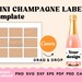 Mini Champagne Bottle Label Template, Mini Champagne Label Template SVG ...
