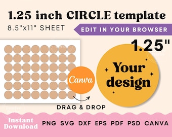 1 Inch Circle Template, Circle SVG, Circle Label Template, 1 Sticker ...
