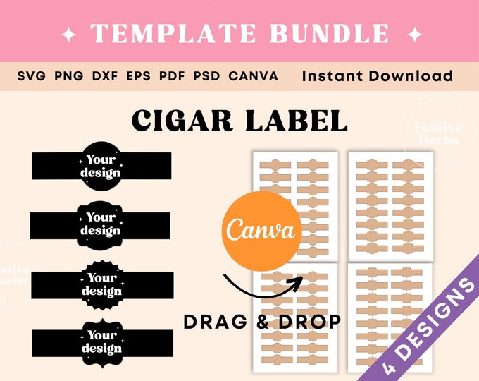 Cigar Label Template Bundle ,cigar Sticker Template, Cigar Wrap ...