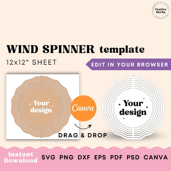 Sublimation Wind Spinner Template - Etsy