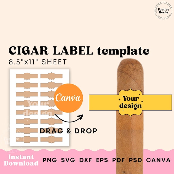 Cigar Band Label Template - Etsy