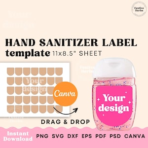 Hand Sanitize Label Template, Hand Sanitize Label Baby Shower Graduation Bridal Shower Wedding ...