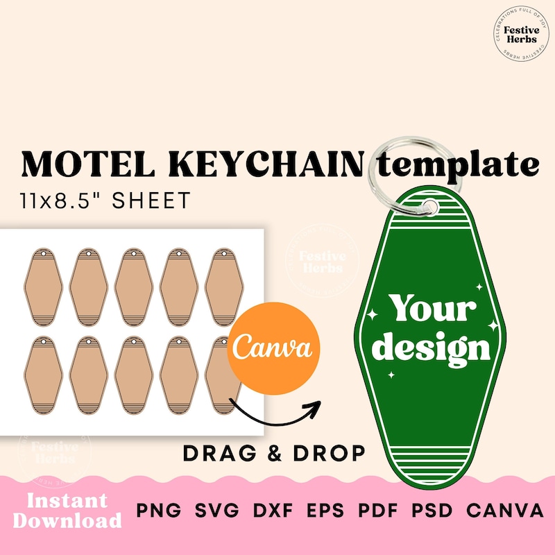 Motel Keychain Template - Etsy