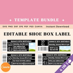 Shoe Box Label Template BUNDLE, Shoe Box Label SVG, Party Favor ...