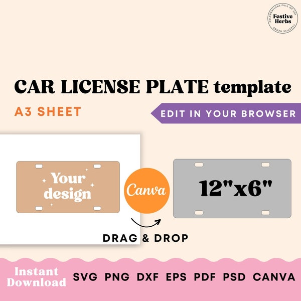 Canva License Plate Template - Etsy
