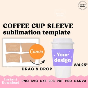 Coffee Cup Sleeve Template, Cup Sleeve Sublimation Template, Cup Sleeve ...