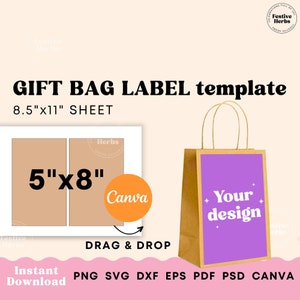 Gift Bag Label Template, Personalized Gift Bag Labels Canva Template ...