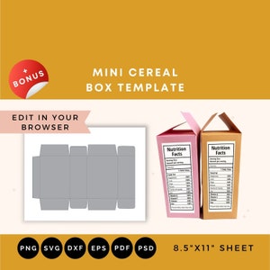 blank mini cereal boxes