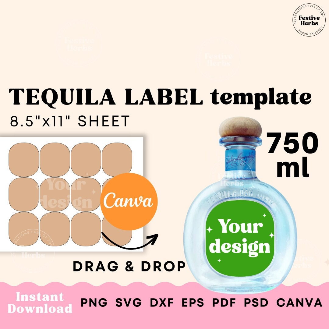 Tequila Label Template, Tequila Label Birthday Instant Download ...