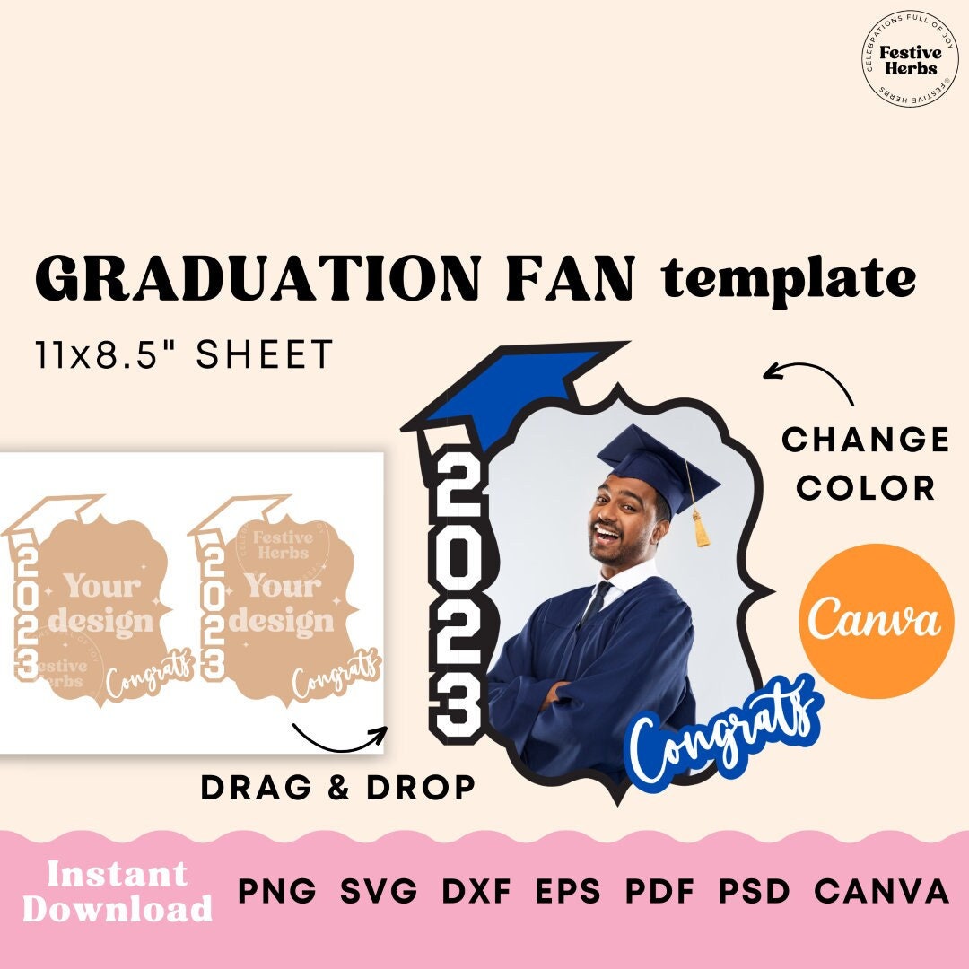 Graduation Fan Template Custom Graduation Paddle Fan - Etsy