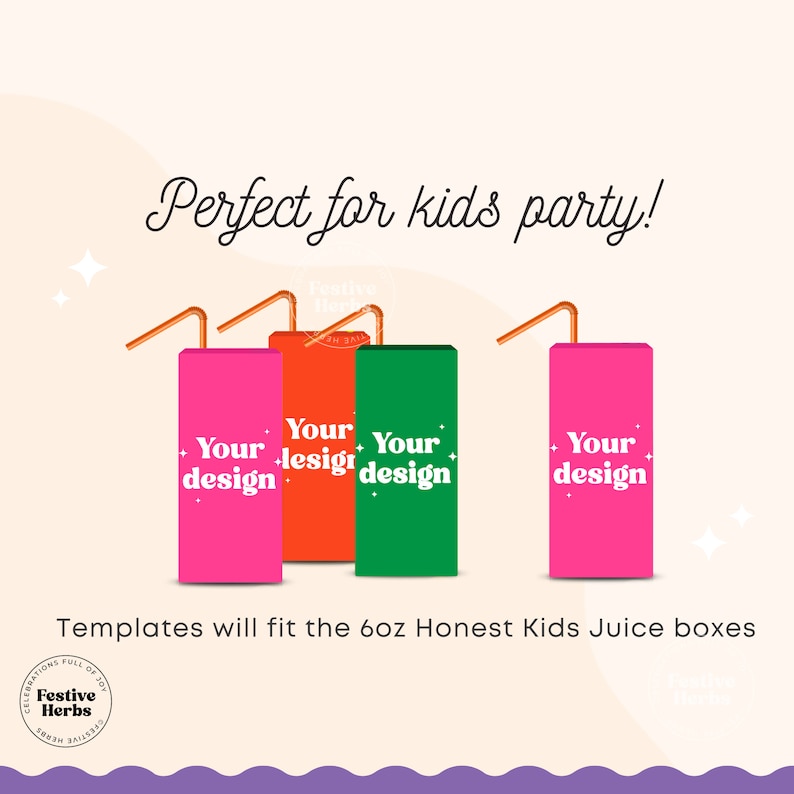 Juice Box Wrapper Template, 6oz Juice Box Template Canva, Kids Party ...