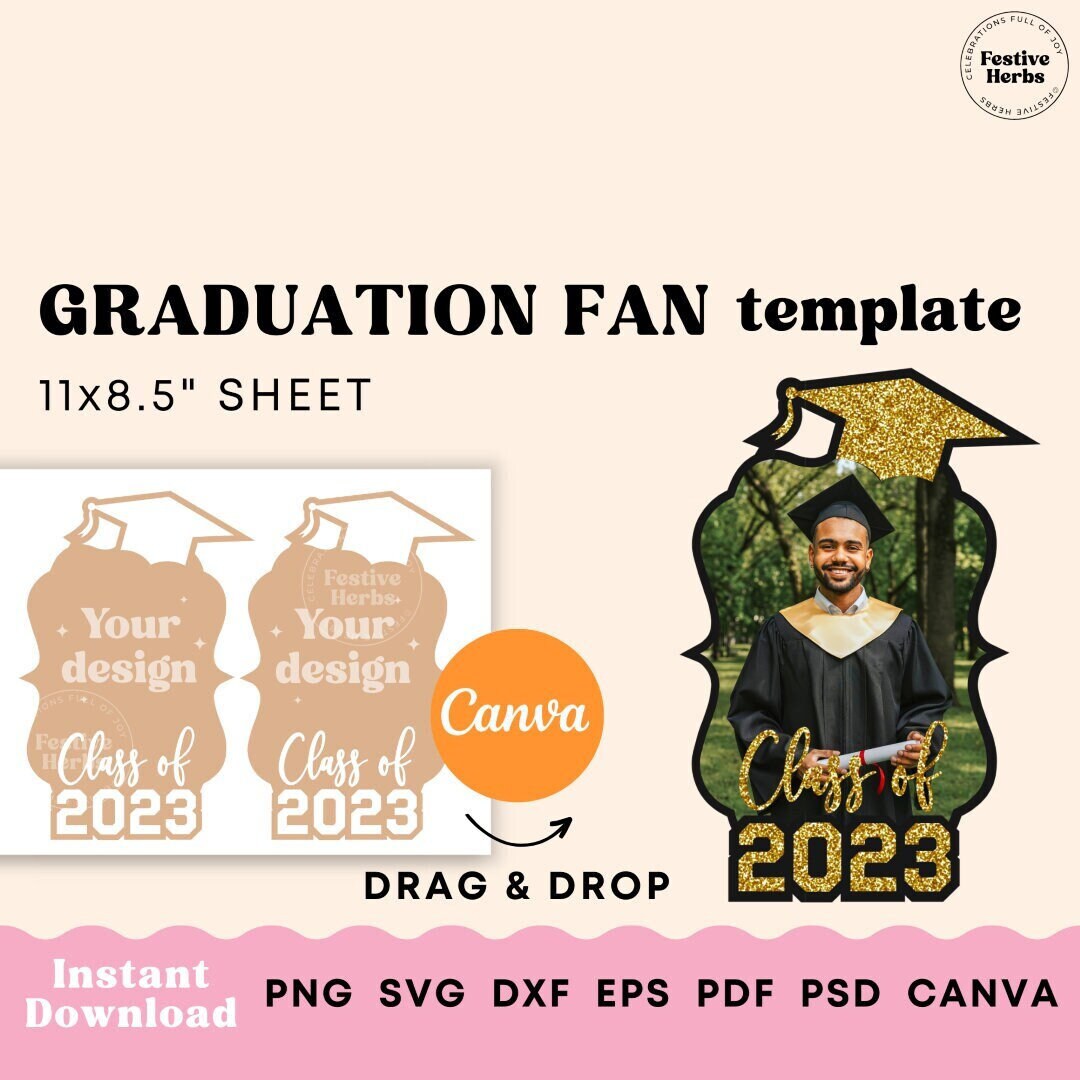 Graduation Fan Template Graduation Paddle Fan Graduation Fan - Etsy
