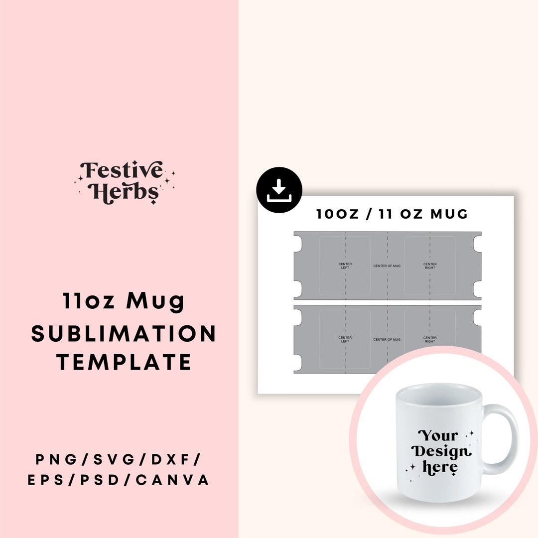 11 Oz Mug Sublimation Template, Mug SVG Sublimation, 11oz Mug Full Wrap ...