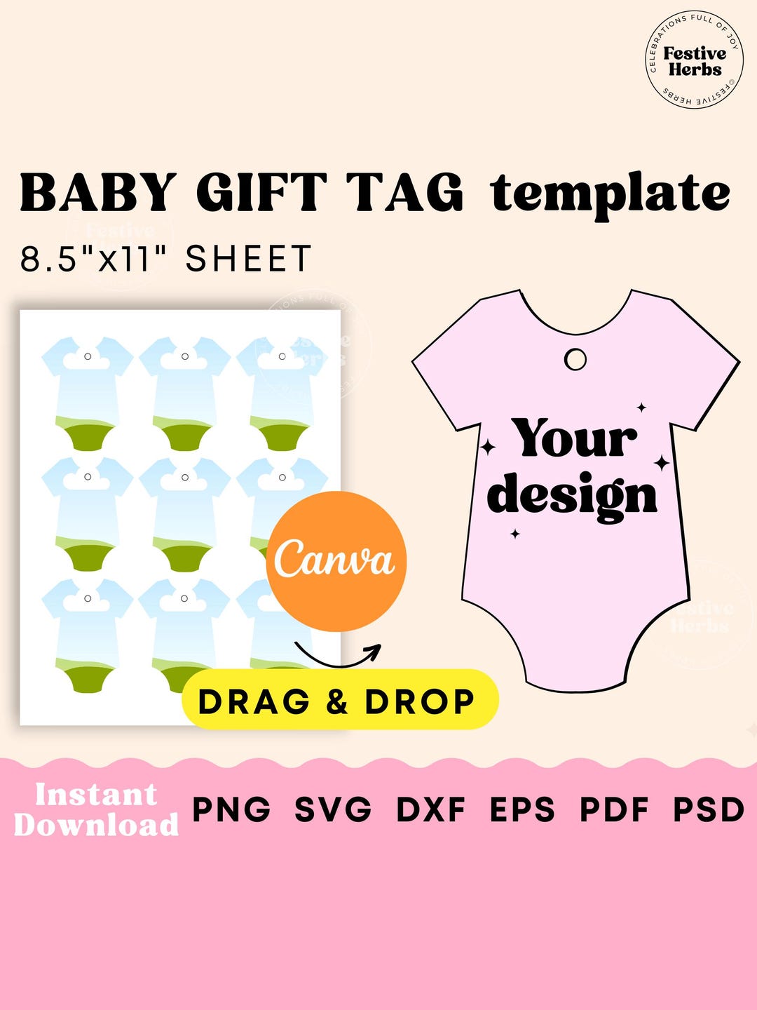 Baby Gift Tag SVG, Gift Tag Template Baby Shower Gift Tags Printable ...