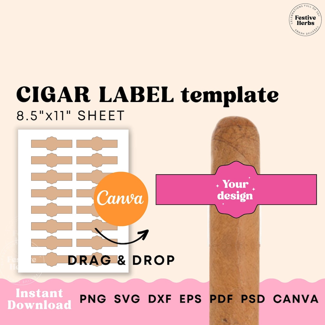 Cigar Label Template, Cigar Wrapper Template, Cigarette Label Template ...