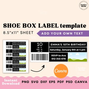 Shoe Box Label Template, Printable Shoe Box Label Template Canva, Shoe ...