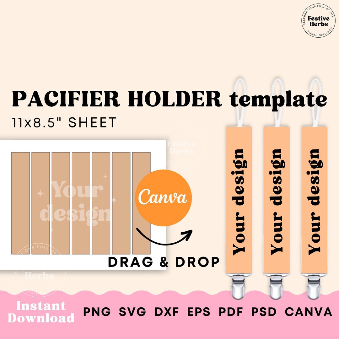 Pacifier Holder Template, Pacifier Holder Sublimation Template ...