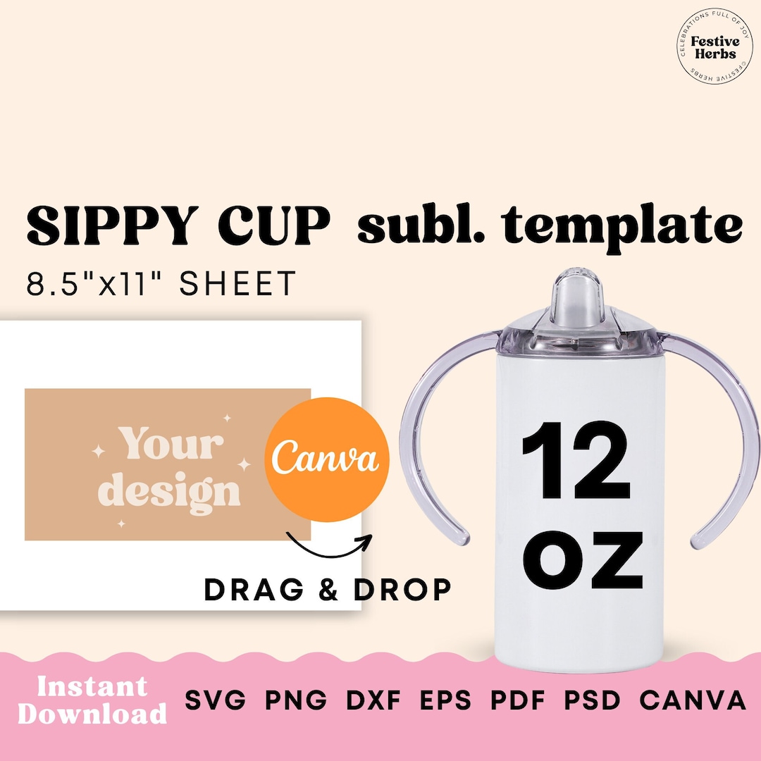 Sippy Cup Template, 12oz Sippy Cup Sublimation Template, 12 Oz Sippy ...
