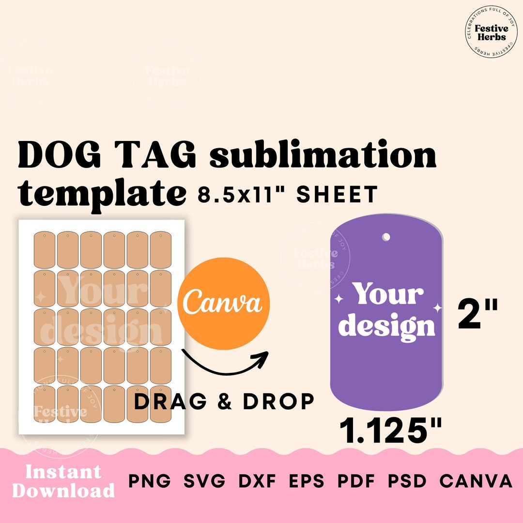 Dog Tag Template, Dog Tag Svg, Dog Tag Sublimation Template ...