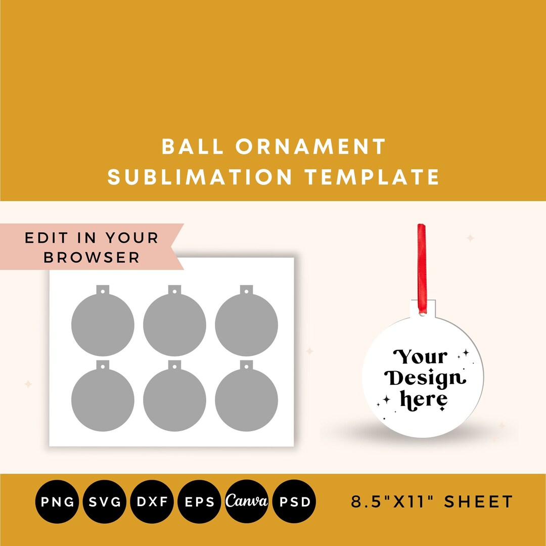 Christmas Ornament Template, Christmas Bauble Template, Sublimation ...