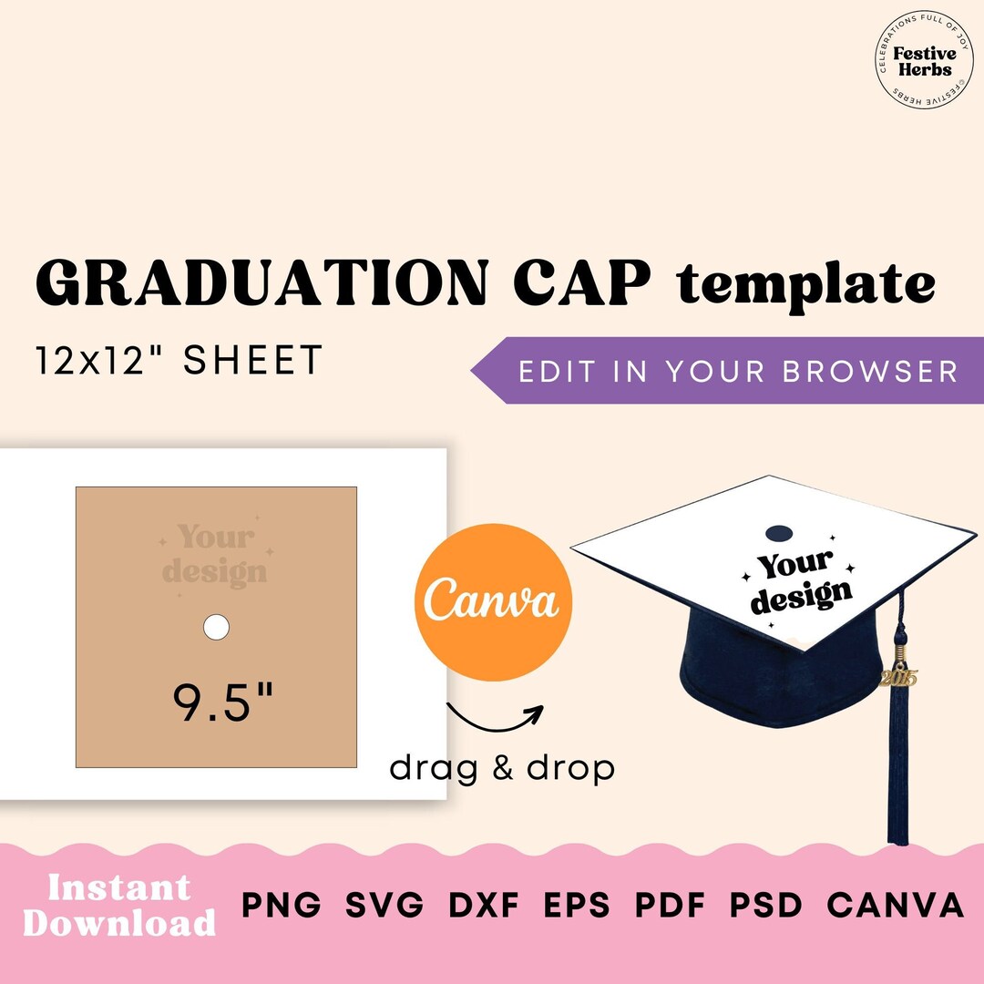 Graduation Cap Template Graduation Cap Topper Template for - Etsy