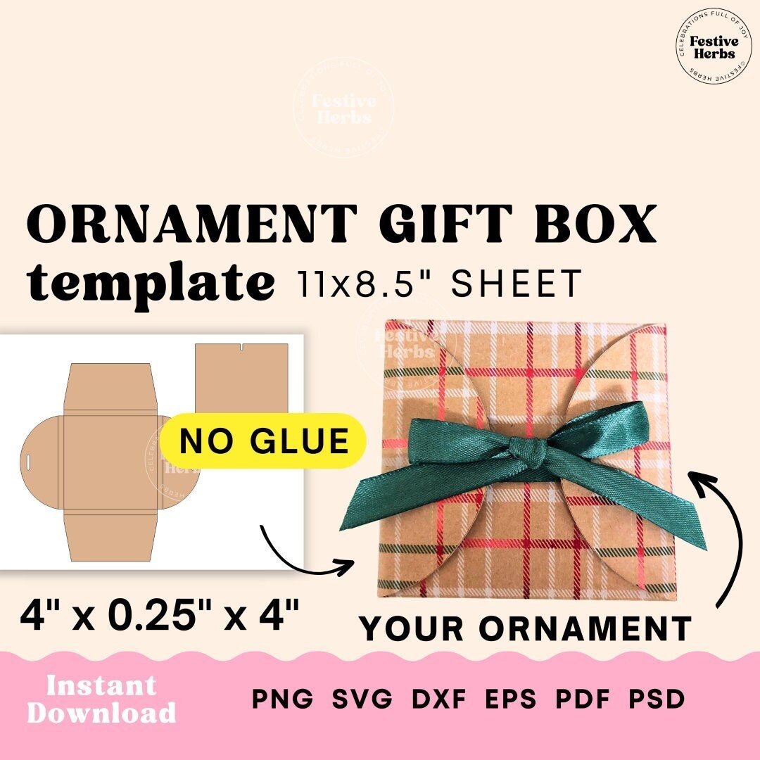 Ornament Box SVG, Ornament Box Template, No Glue Ornament Box ...