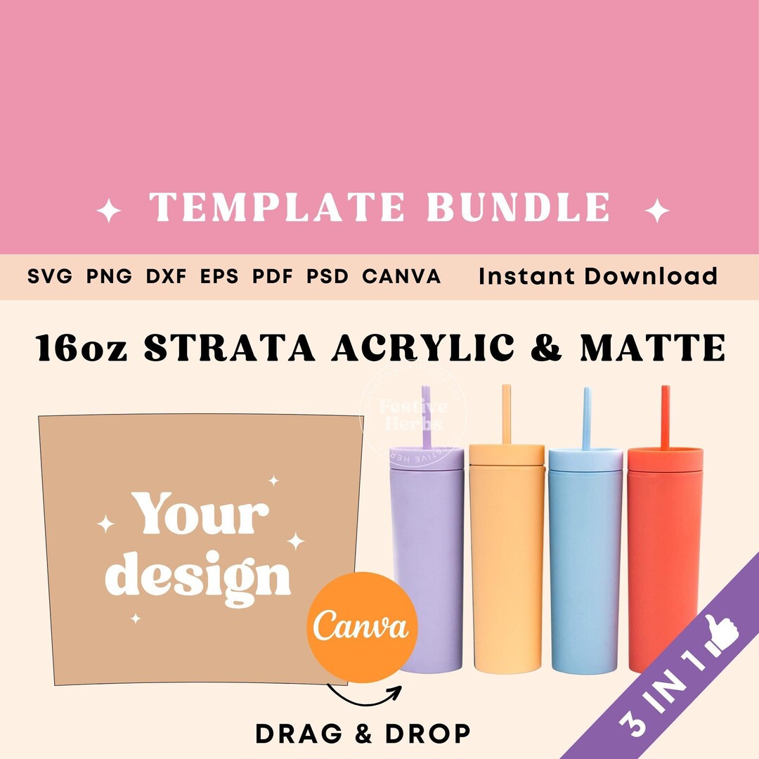 Strata Cup Template, 16oz Tumbler Template Strata Skinny, Strata Cup ...