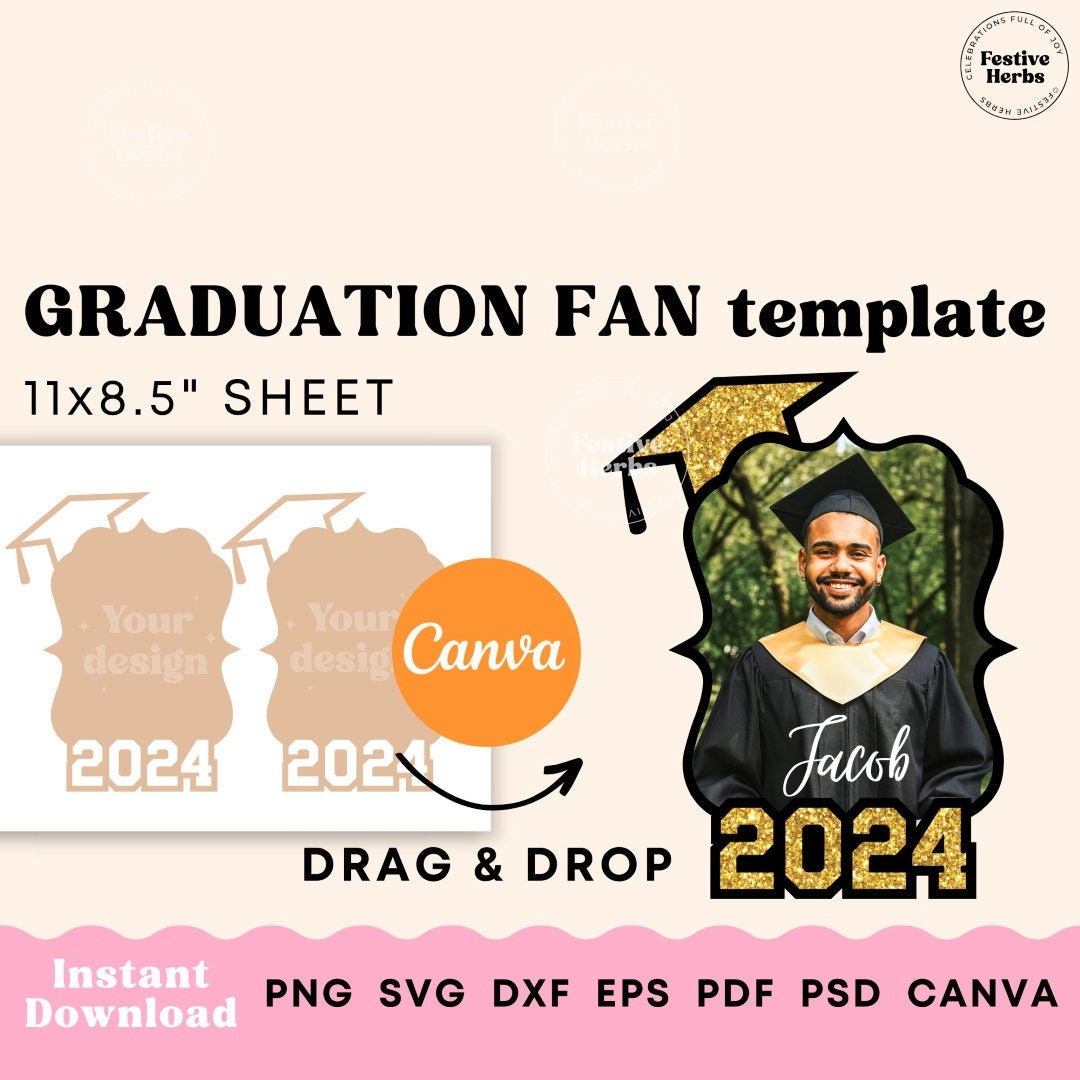 Graduation Paddle Fan Template, Personalized Graduation Fan SVG, Custom ...