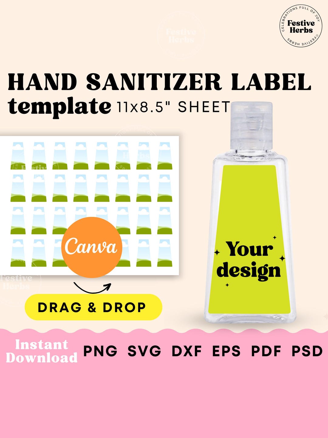 Hand Sanitize Label Template, Hand Sanitize Label 1st Communion ...