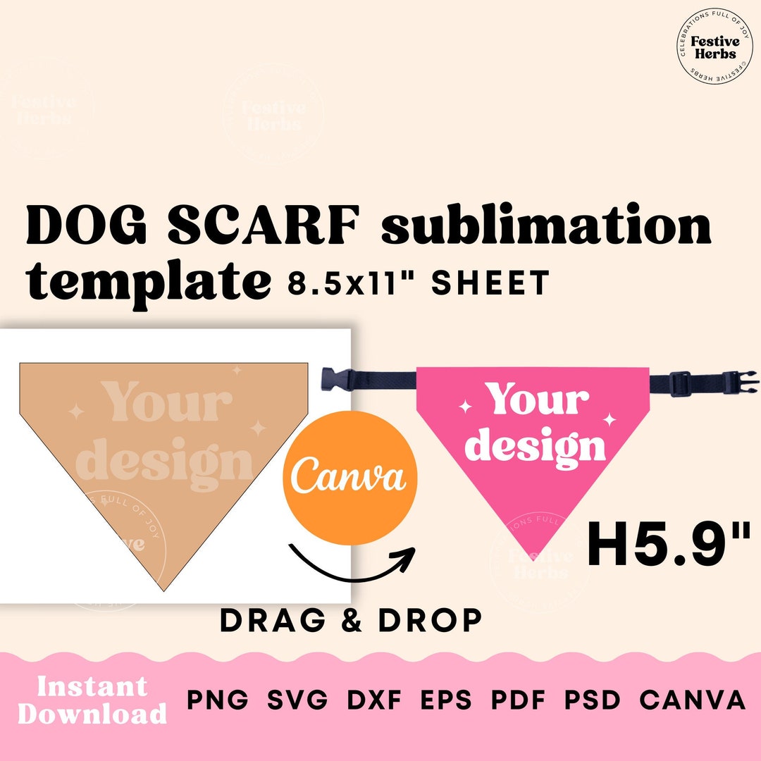 Dog Bandana Sublimation, Dog Bandana Template SVG, Dog Scarf ...
