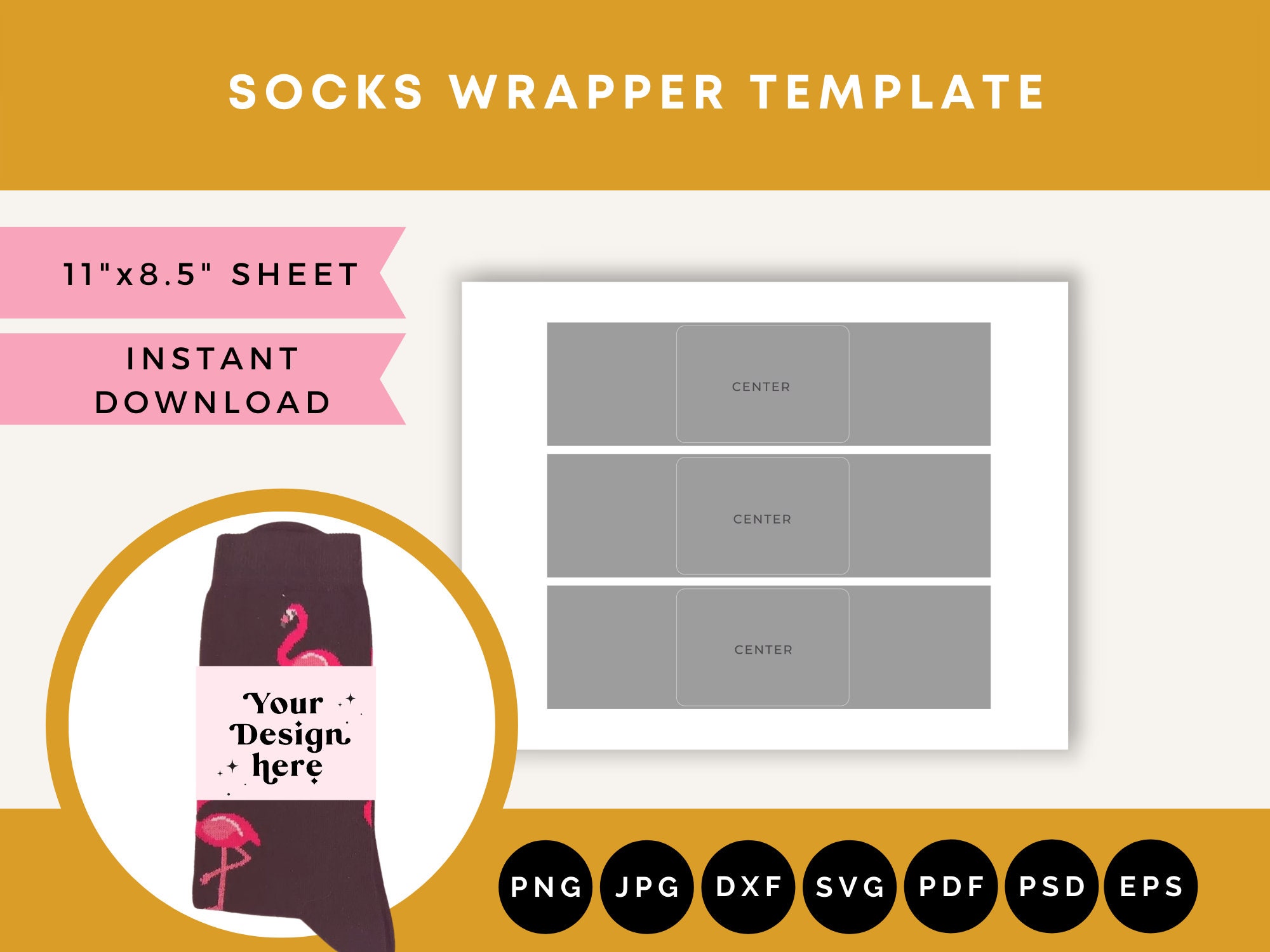 Sock Tag Template Sock Wrapper Template Sock Label Template | Etsy UK