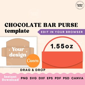 Chocolate Bar Purse Template, Chocolate Wrapper Template Party Favor ...