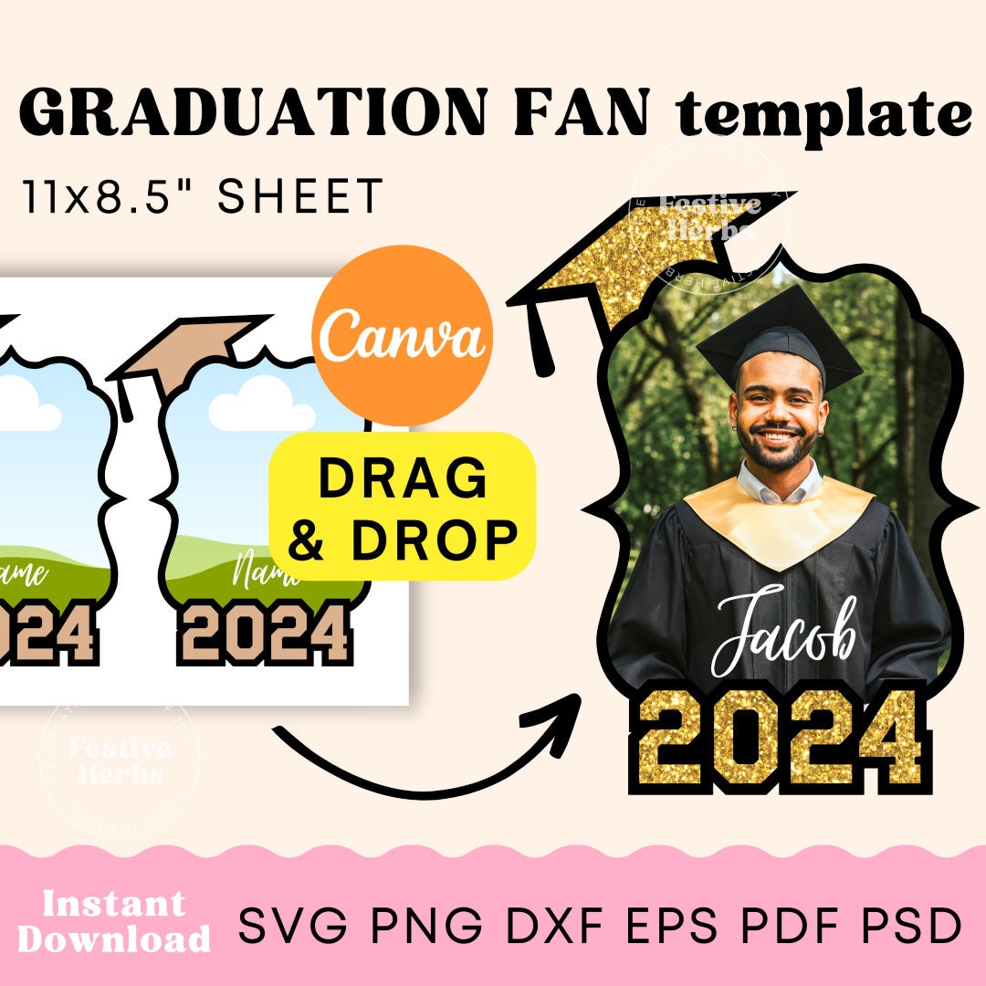 Graduation Paddle Fan Template, Personalized Graduation Fan SVG, Custom ...
