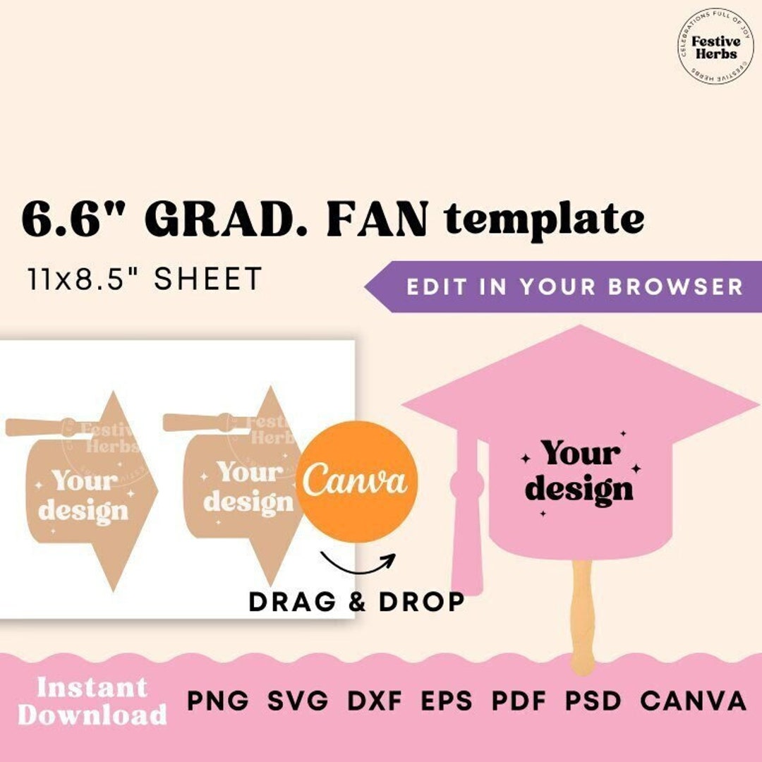 Graduation Paddle Fan, Graduation Fan Template, Graduation Fan SVG ...