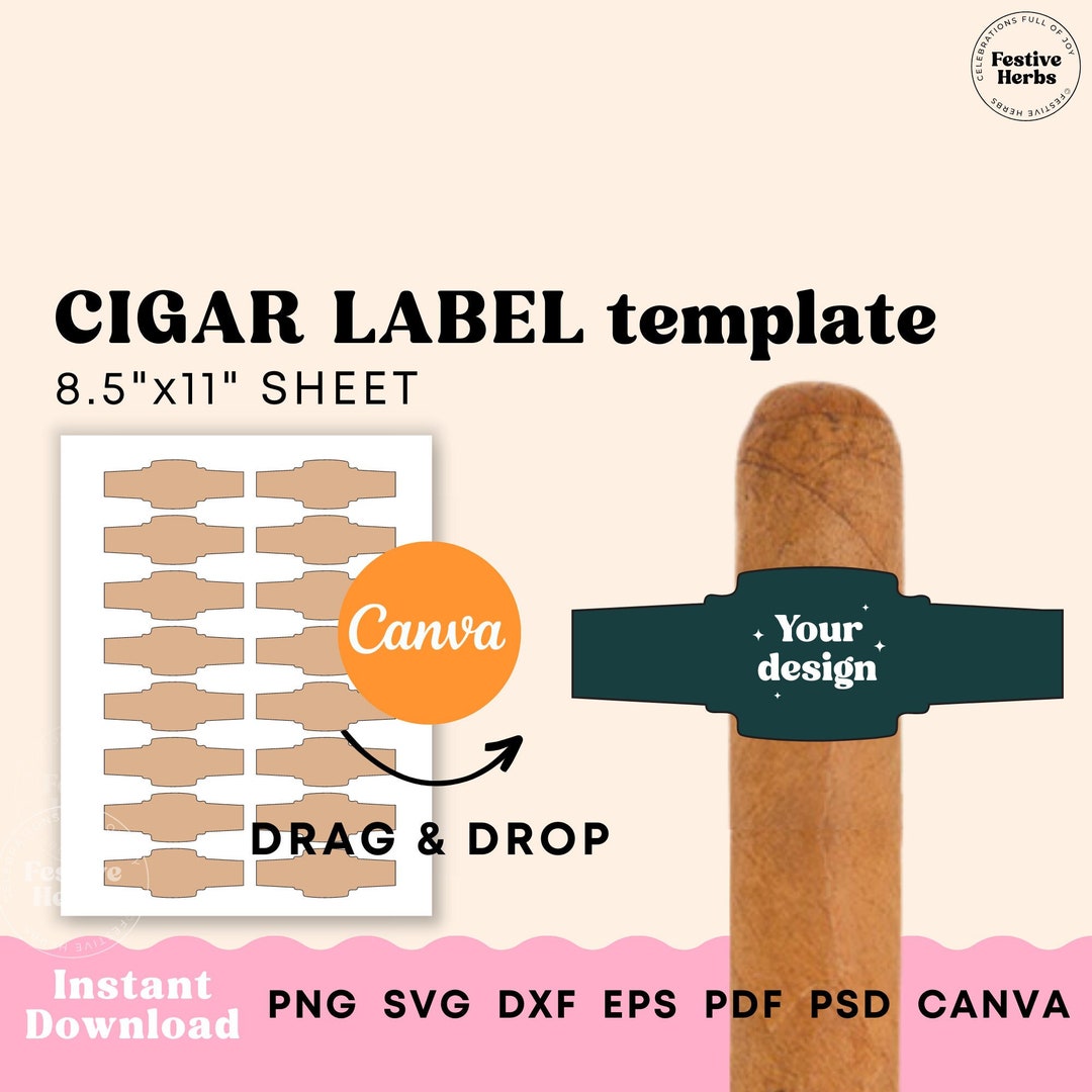 Cigar Wrapper Template, Cigar Label Template, Cigarette Label Template ...
